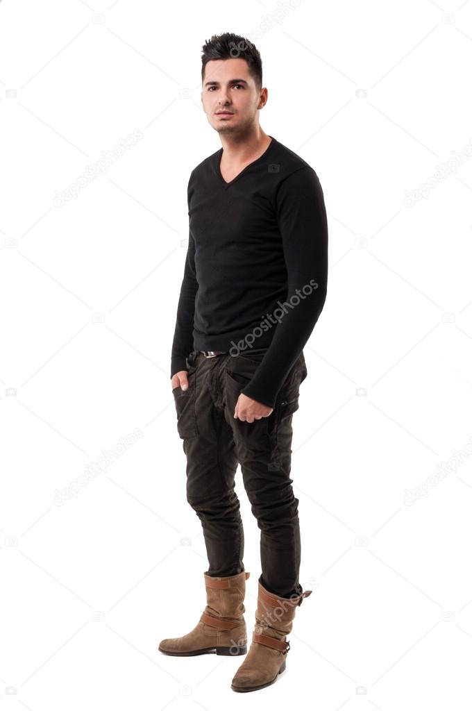 Beautiful male model standing on white backgroun Stock Photo by ...