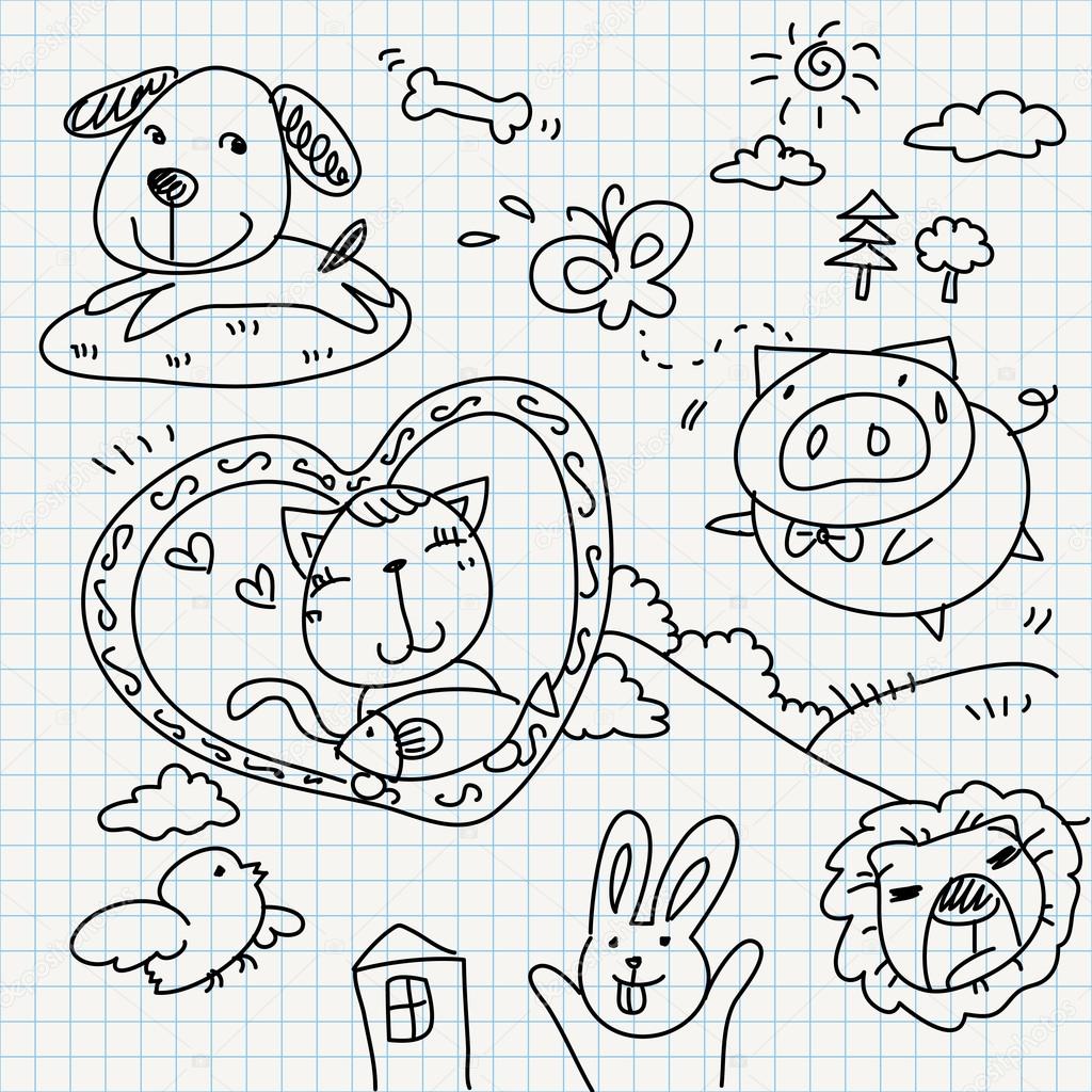 Notebook paper doodles Stock Vector by ©kchungtw 15753107