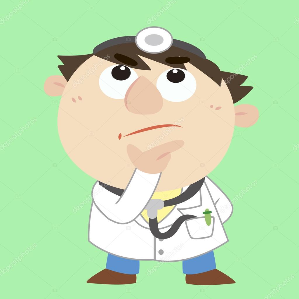 Médico de dibujos animados está pensando — Vector de stock © kchungtw ...