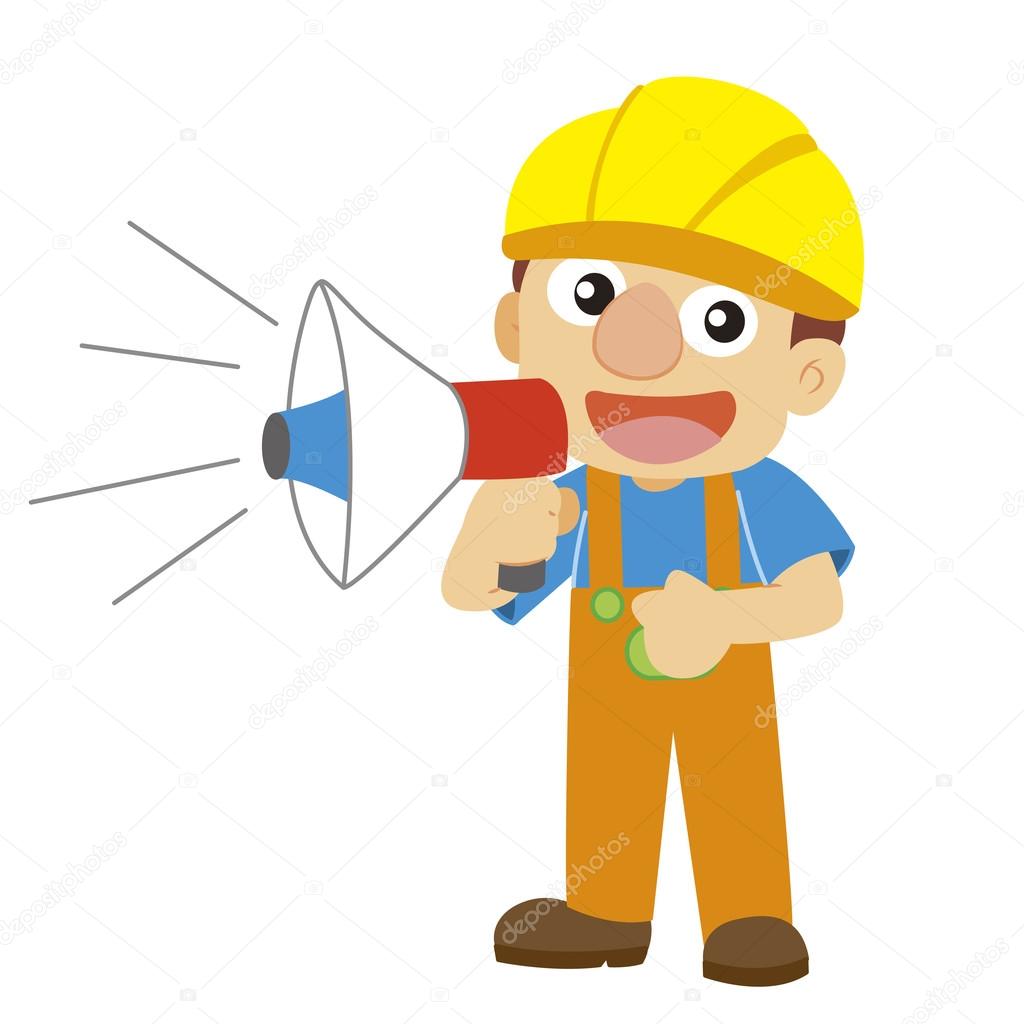 Ilustración vectorial de un constructor en casco amarillo 2023