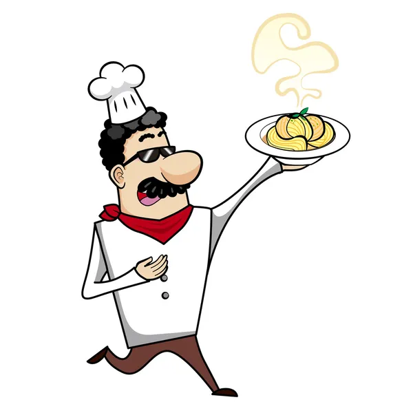 Cartoon Italian Chef With Pasta