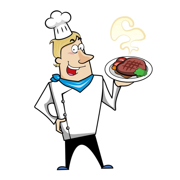 Cartoon Chef with Steak Dinner — Stock Vector © kchungtw #21809831