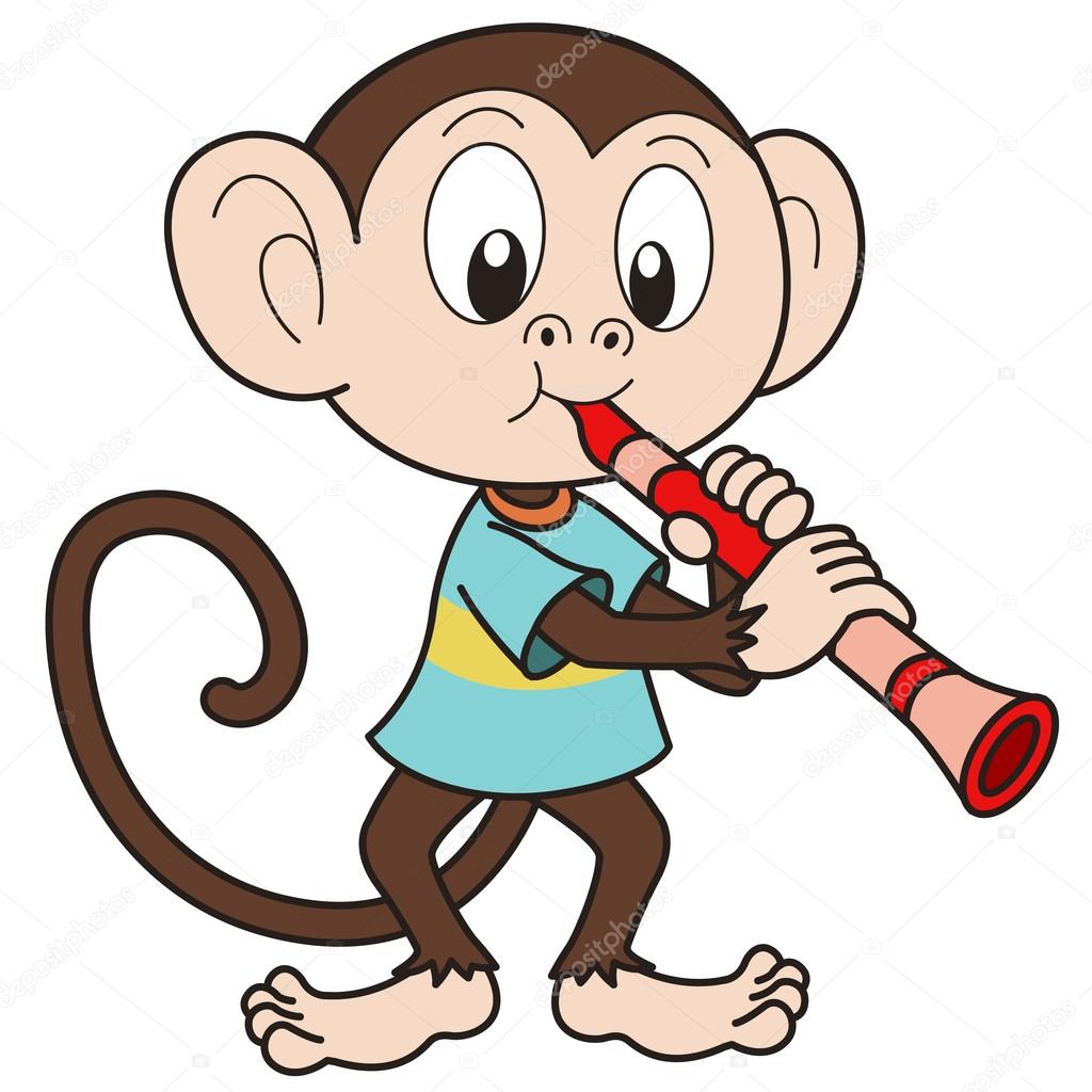 Cartoon Monkey Playing a Clarinet — Stock Vector © kchungtw #22201645
