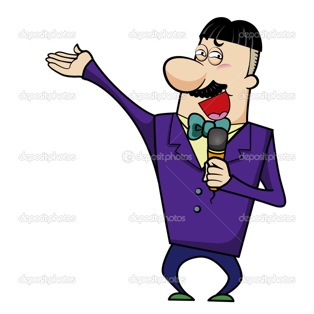 Emcee anfitrión de dibujos animados con micrófono Vector de stock por ...