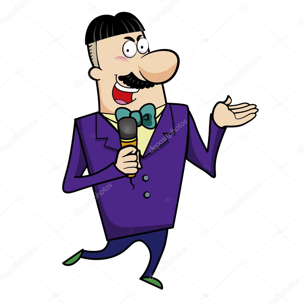 Cartoon Host Emcee with Microphone Stock Vector by ©kchungtw 22299875
