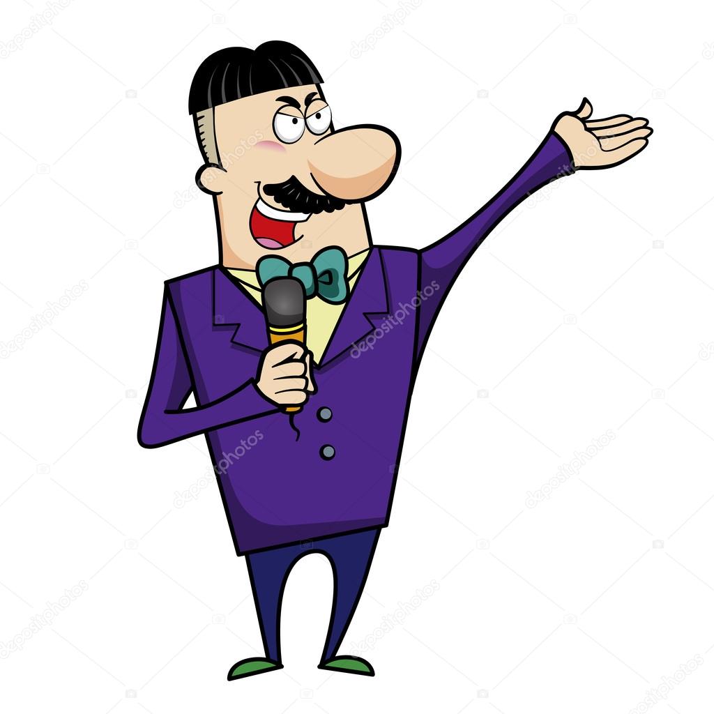 Cartoon Host Emcee with Microphone Stock Vector by ©kchungtw 22299903
