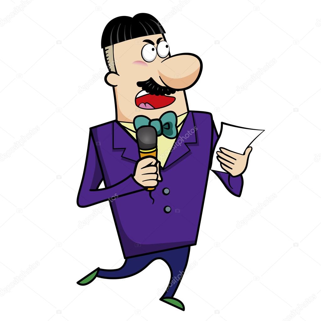 Cartoon Host Emcee with Microphone Stock Vector by ©kchungtw 22299907