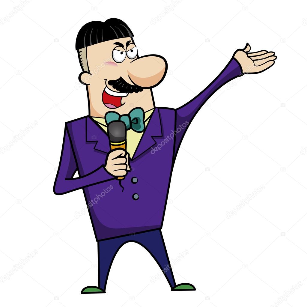 Cartoon Host Emcee with Microphone Stock Vector by ©kchungtw 22299923