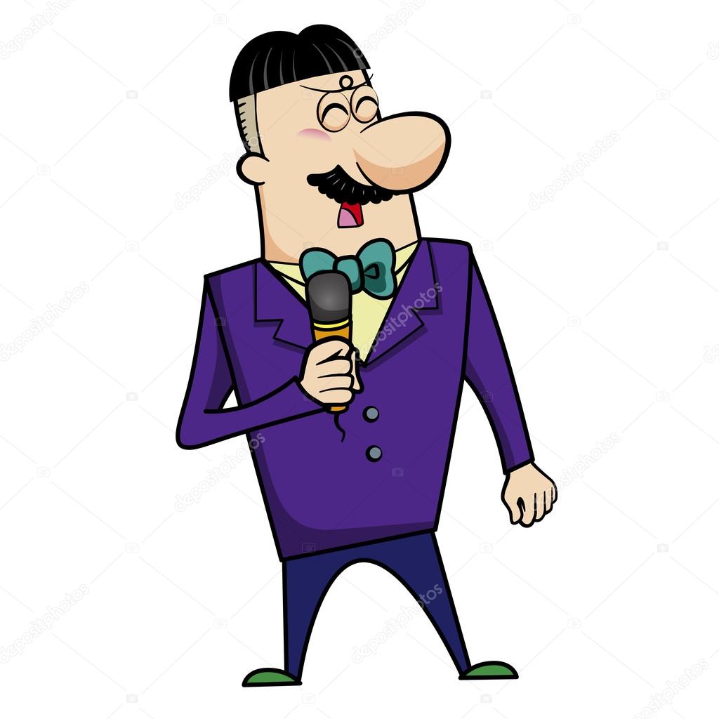 Cartoon Host Emcee with Microphone Stock Vector by ©kchungtw 22299945