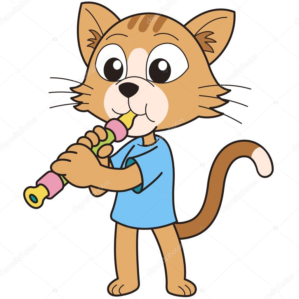 Cartoon Cat Playing an Oboe Stock Vector Image by ©kchungtw #22547429