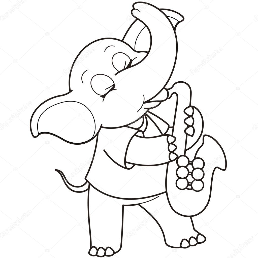 Cartoon Elephant Playing a Saxophone Stock Vector by ©kchungtw 22779934