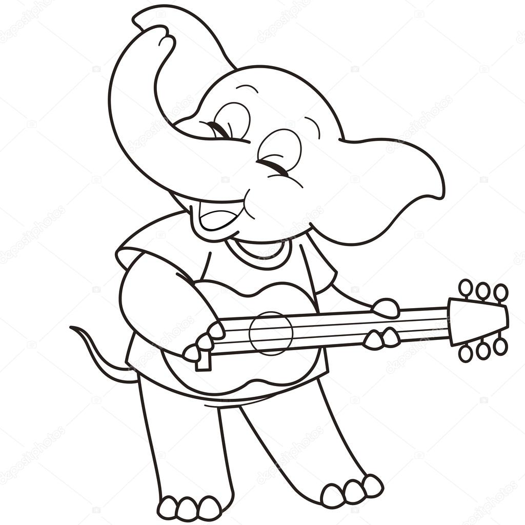 Cartoon Elephant Playing a Guitar Stock Vector by ©kchungtw 22779946