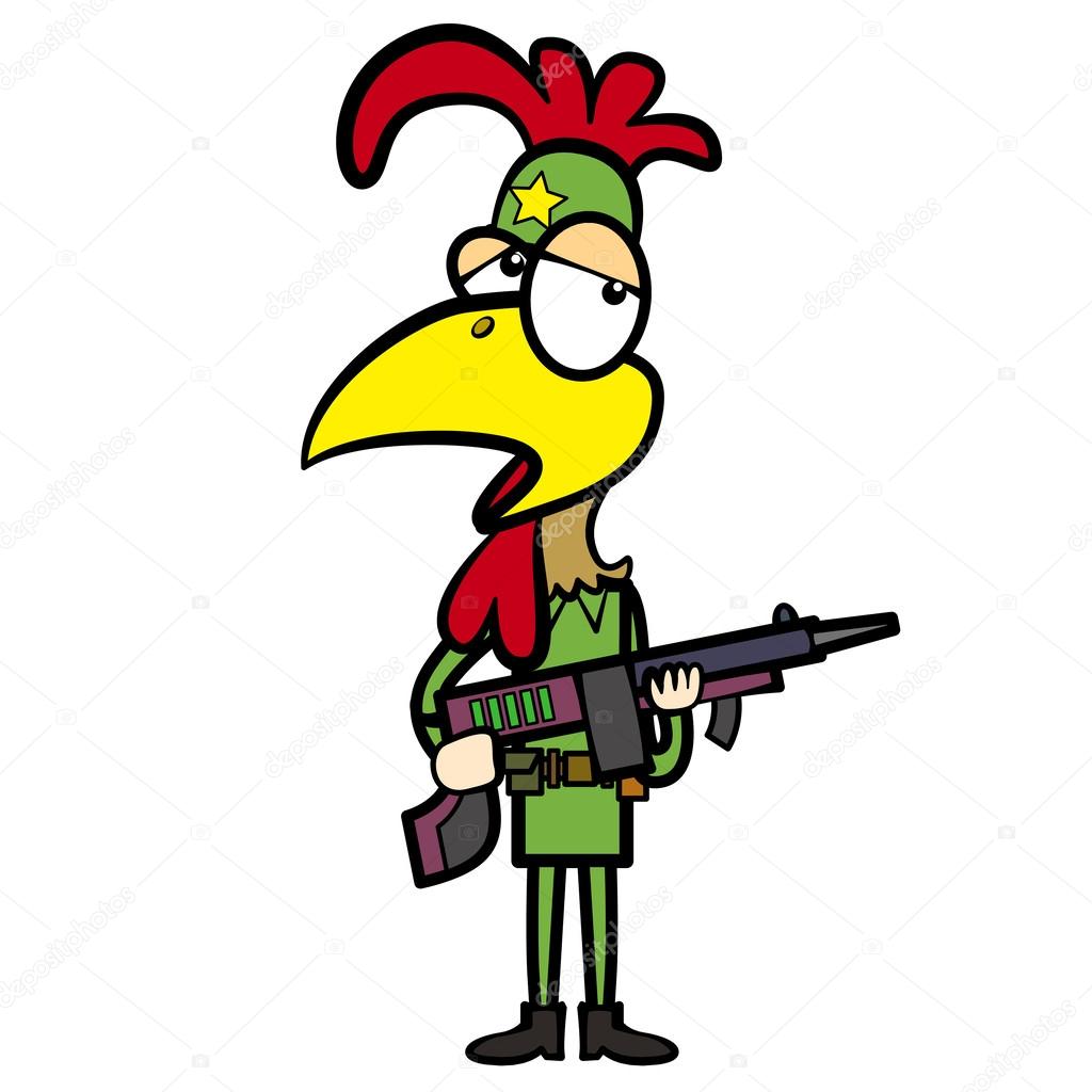 Cartoon chicken soldier with gun Stock Vector Image by ©kchungtw #25824305