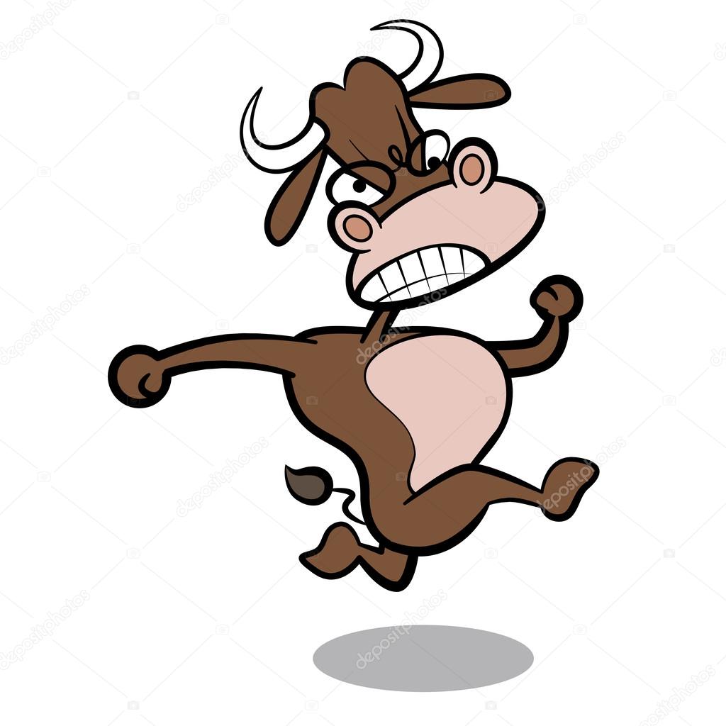 humor dibujos animados toro corriendo con fondo blanco 2024