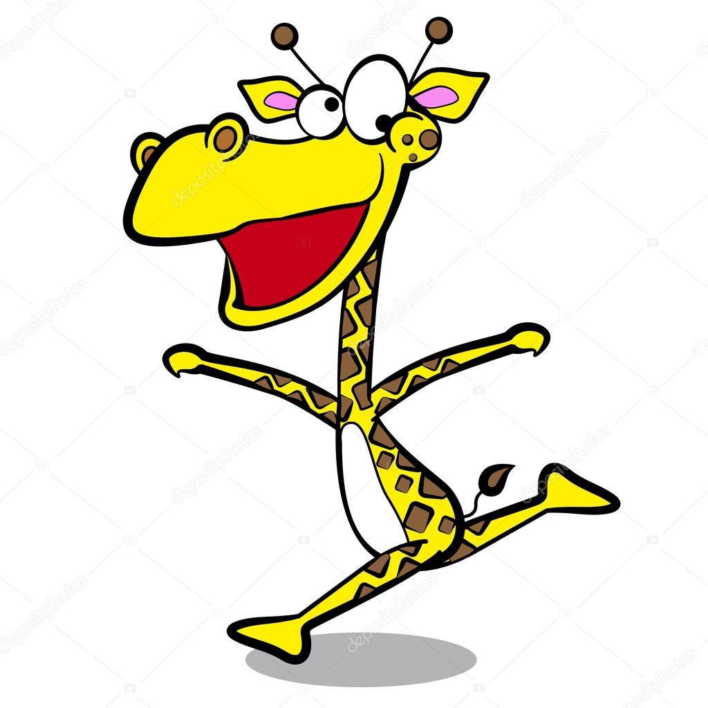 Humor cartoon giraffe running with white background Stock Vector Image ...