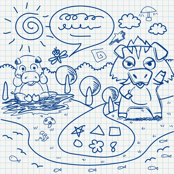 Notebook paper doodles Stock Vector by ©kchungtw 15753107