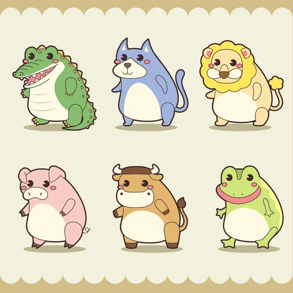 Retro cute animals set — Stock Vector © kchungtw #27970387