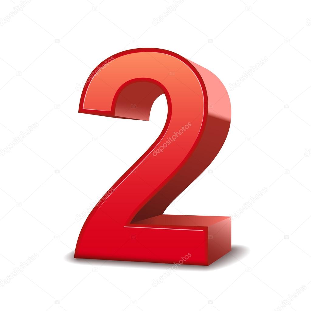 3D glänzende rote Zahl 2 - Vektorgrafik: lizenzfreie Grafiken ...