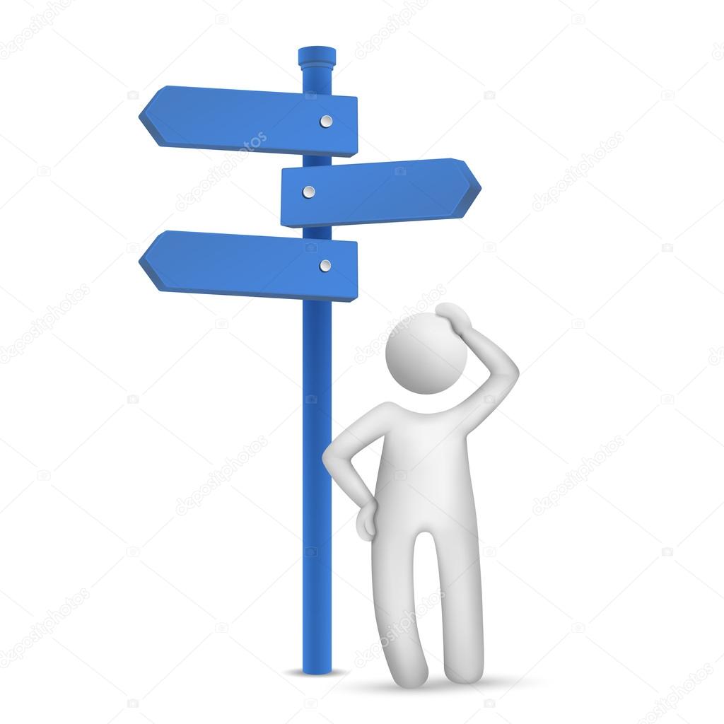 3d man standing in front of a road sign Stock Vector Image by ©kchungtw ...