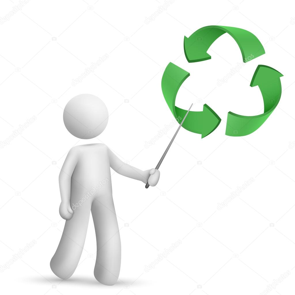 3d man is explaining the recycling symbol Stock Vector Image by ...
