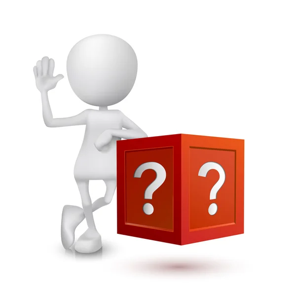 3d guy thinking in front of big question and exclamation mark Stock ...