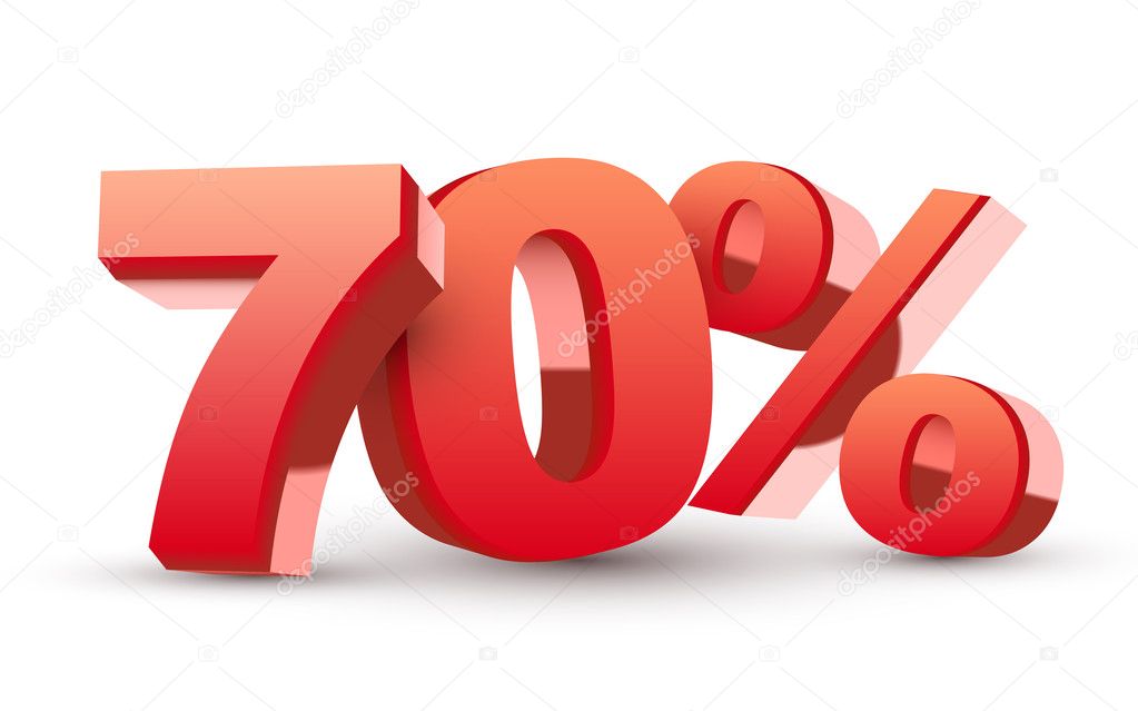 3d Shiny Red Discount Collection 70 Percent Stock Vector Image By