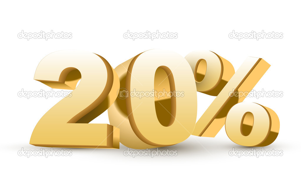 3d Shiny Golden Discount Collection 20 Percent Stock Vector Image By