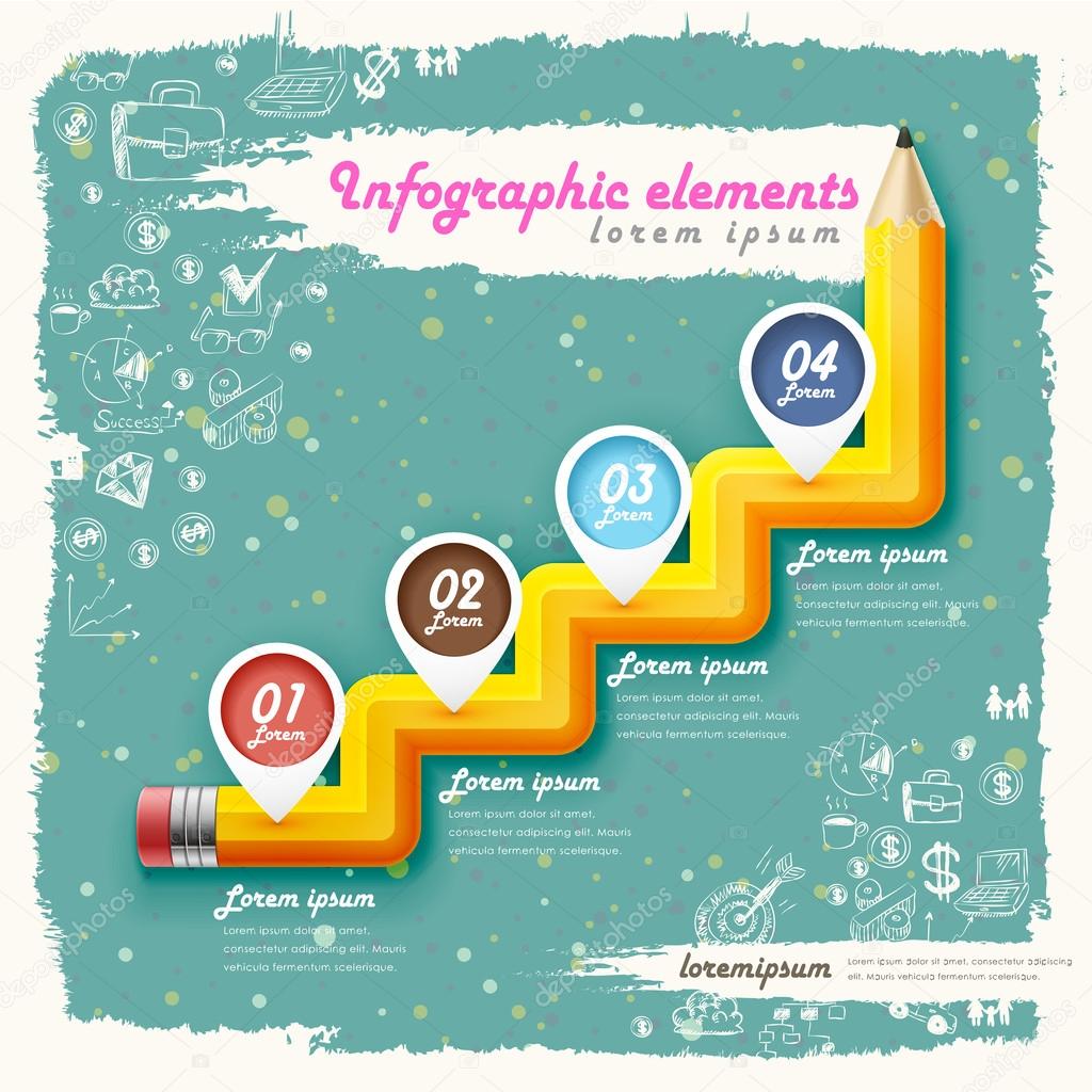 Creative retro template with pencil stair flow chart Stock Vector Image ...