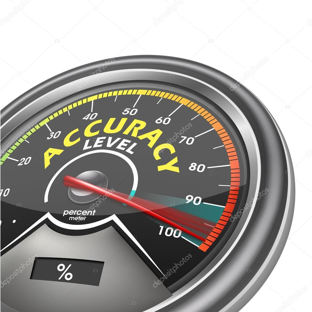 Accuracy level conceptual meter indicate hundred percent Stock Vector ...