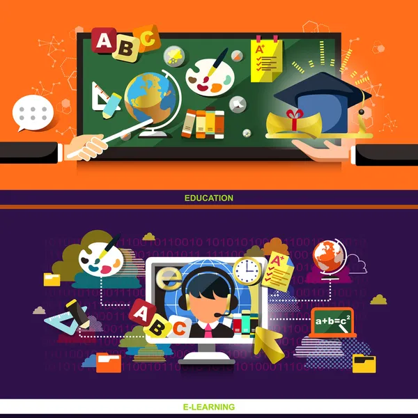 Flat design for education and learning concept — Stock Vector ...