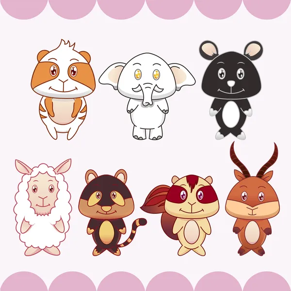 Seven animals on pink background Stock Illustration by ©kchungtw #50353823