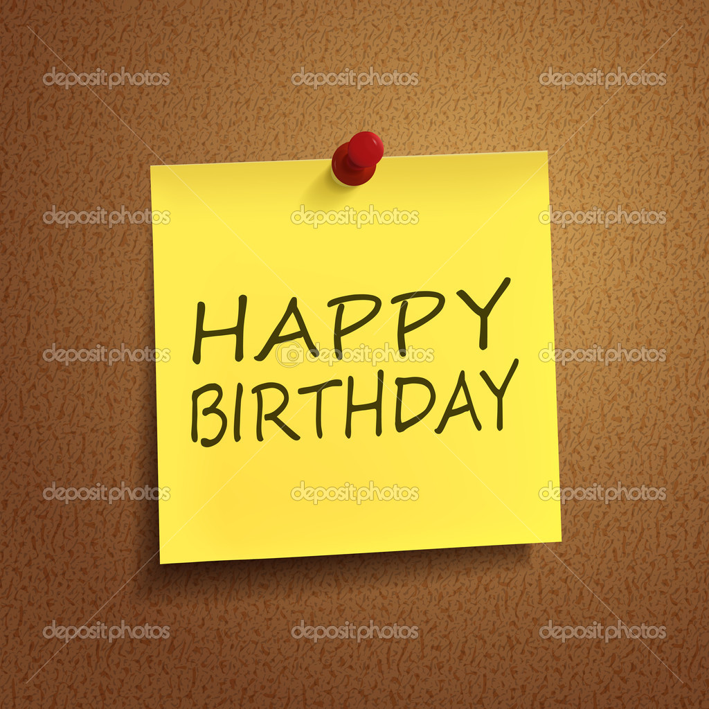 Happy birthday words on post-it Stock Vector by ©kchungtw 50975005