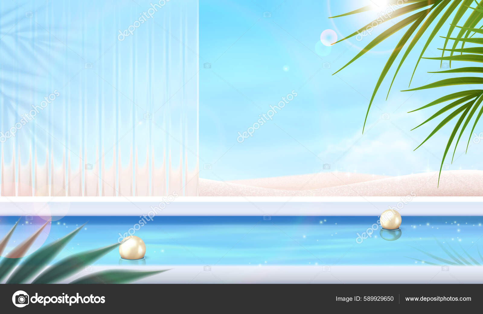 Summer Scene Design Luxury Resort Swimming Pool Beautiful Sunny Desert ...