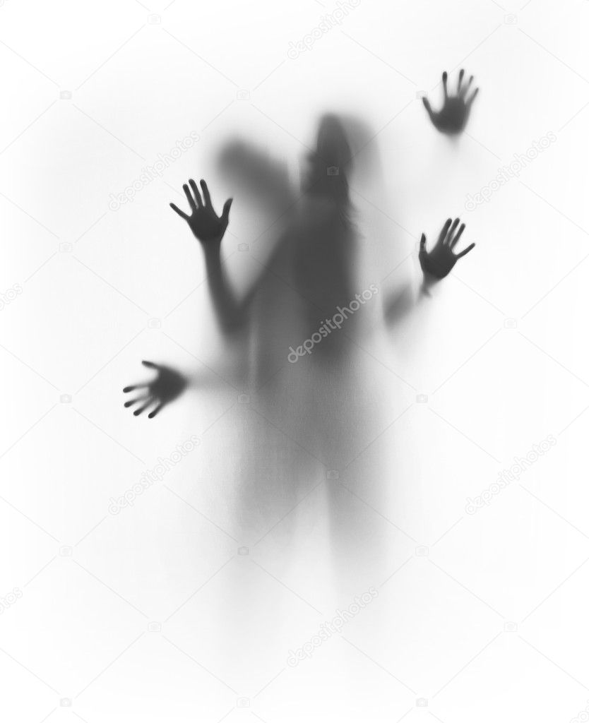 Diffuse Silhouette Of A Couple Behind A Curtain Faded Shapes And Hands