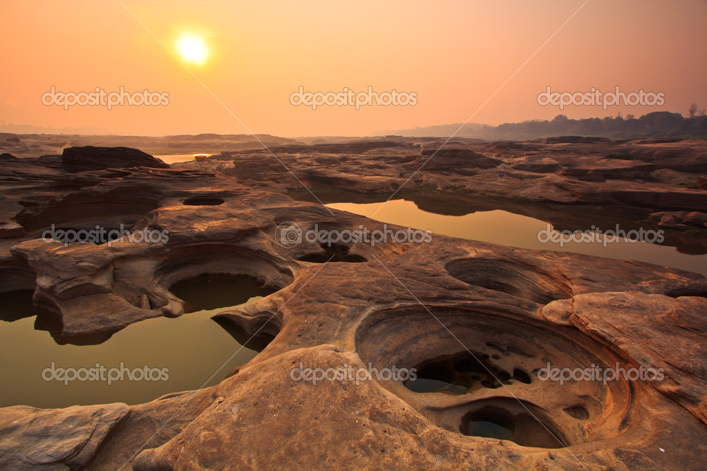 Rock holes Stone View Sam-Pan-Bok Grand Canyon in thailand — Stock ...