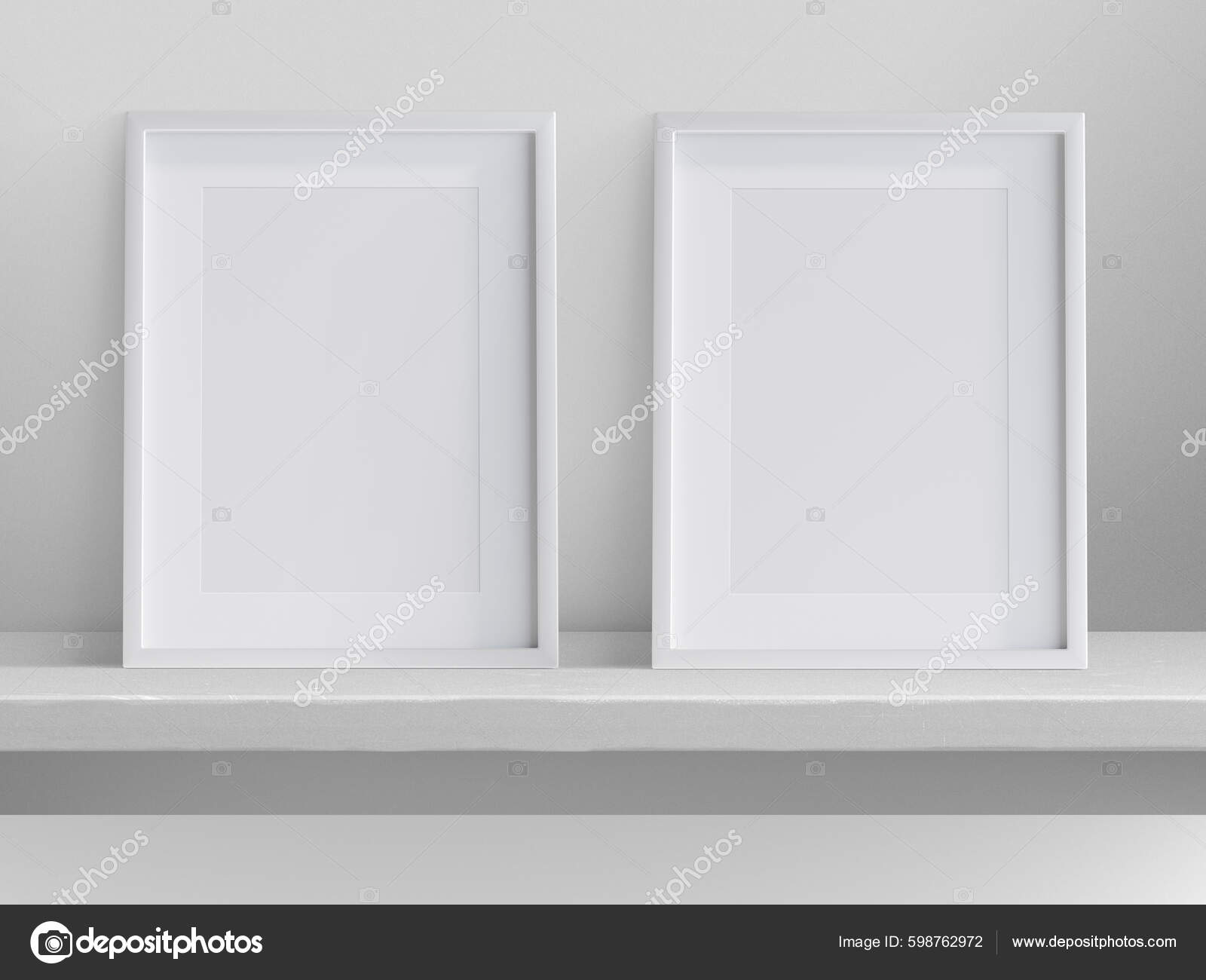 Ratio Ratio Photo Frames White Border Shelf Illustration Rendering ...