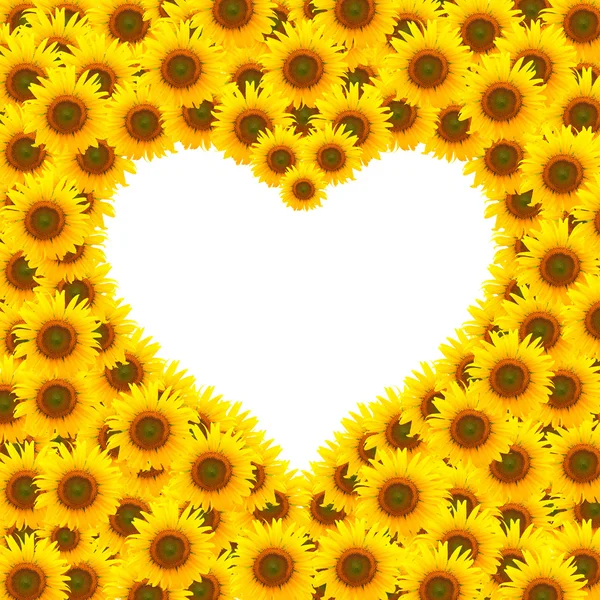 Heart Shape Floral Frame Greeting Card Sunflower Flowers Isolated White ...