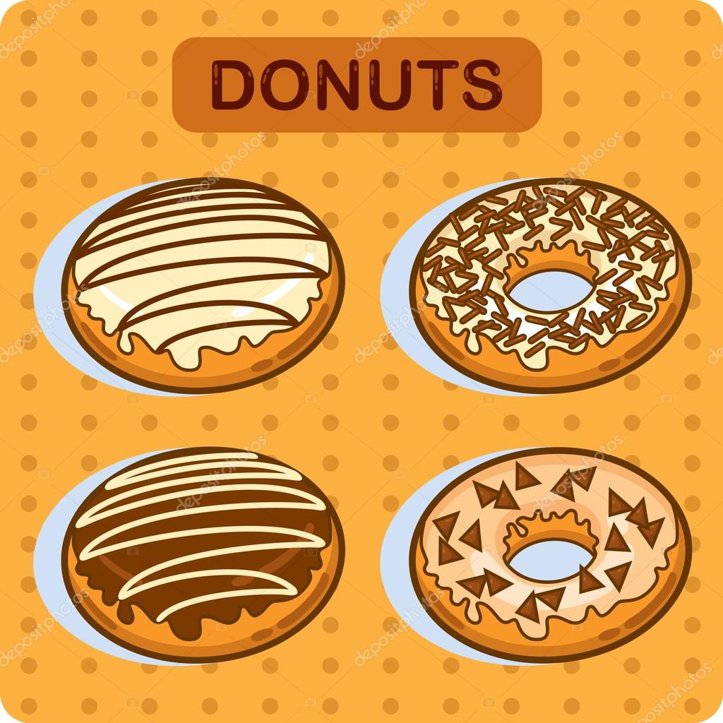 Donut saboroso - vetor de desenho animado. Conjunto de donuts. Desenhos ...