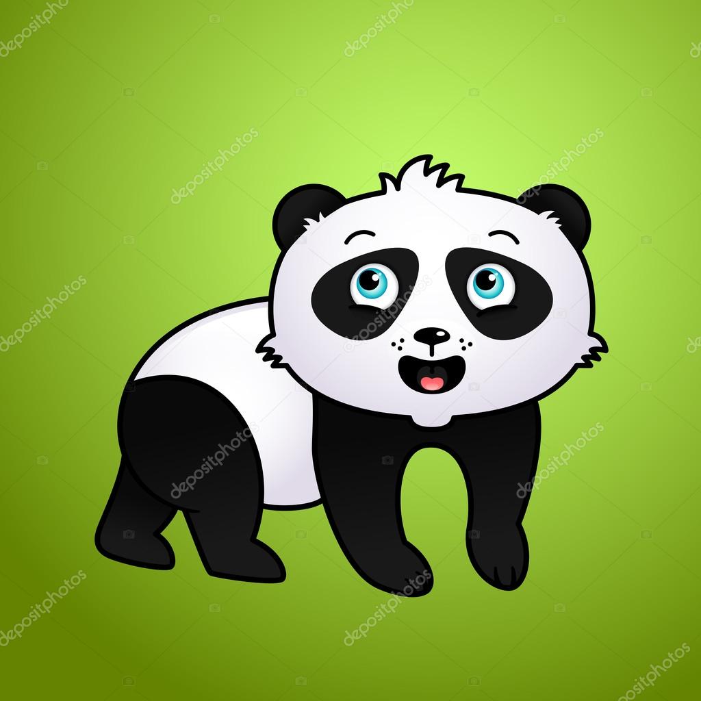 Cute cartoon panda on green background Stock Vector Image by ©KateVogel ...