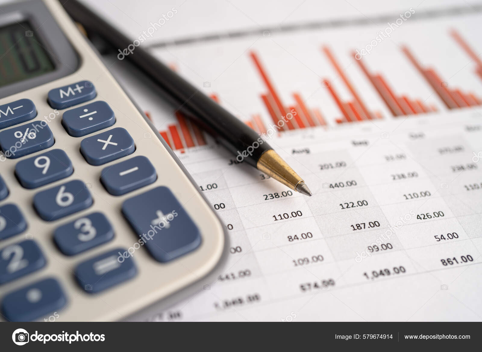 Calculator Preadsheet Table Paper Graph Finance Development Banking ...
