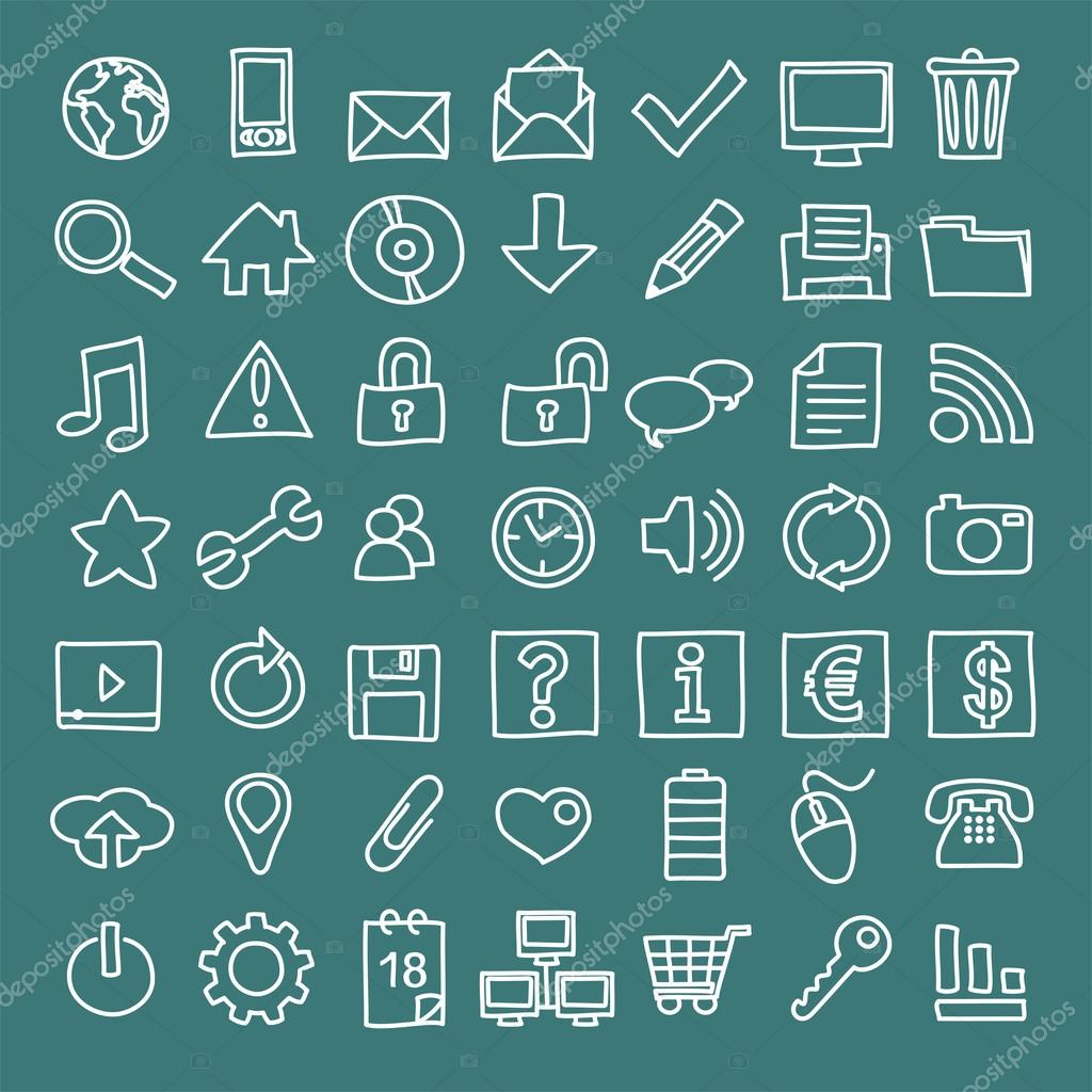 49 hand-drawn web icons Stock Vector by ©Puchalt 39395277