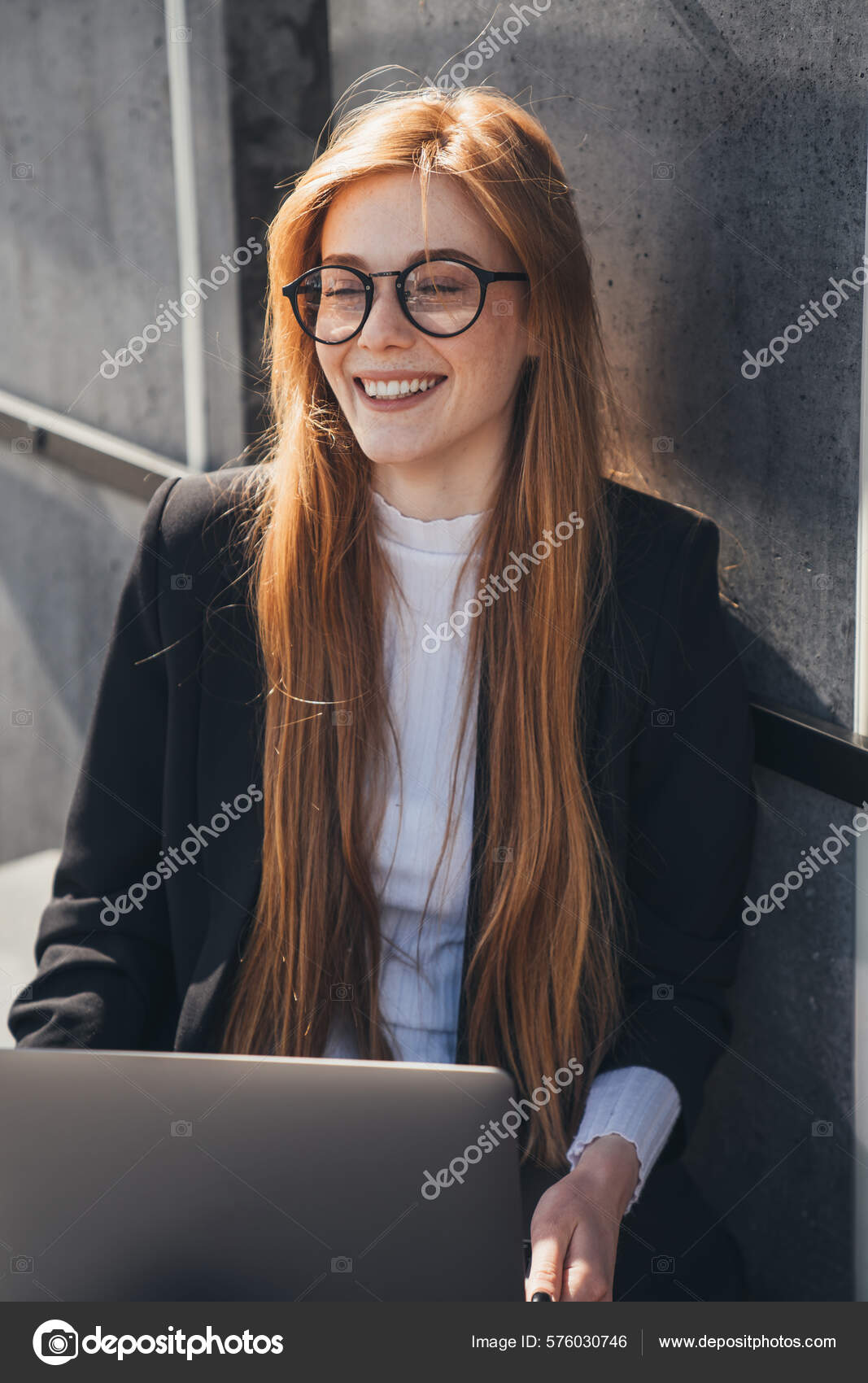 Smiling Woman Freelancer Typing Computer Keyboard Smiling Enjoying ...