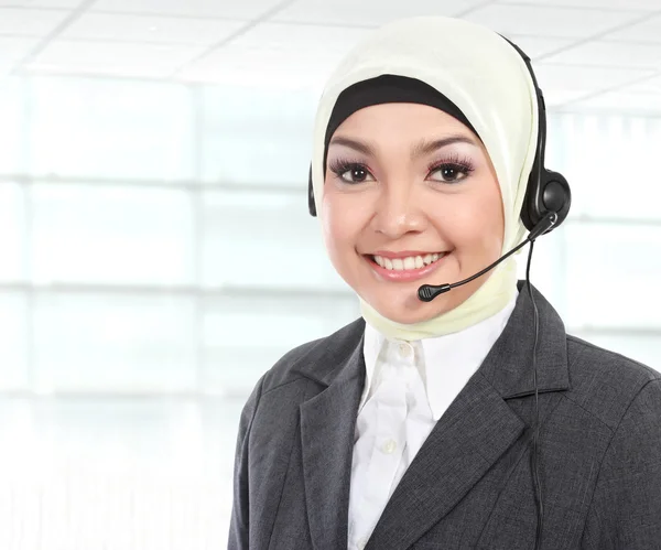 Beautiful Muslim woman customer service operator - Stock Image - Everypixel