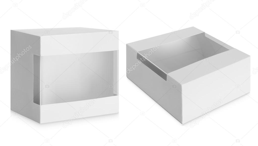 Cardboard box with a transparent plastic window — Stock Photo © odua ...