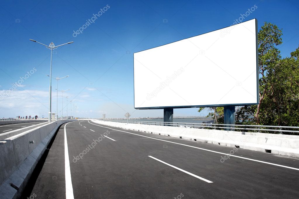 Blank billboard on road sign | Blank billboard or road sign — Stock ...