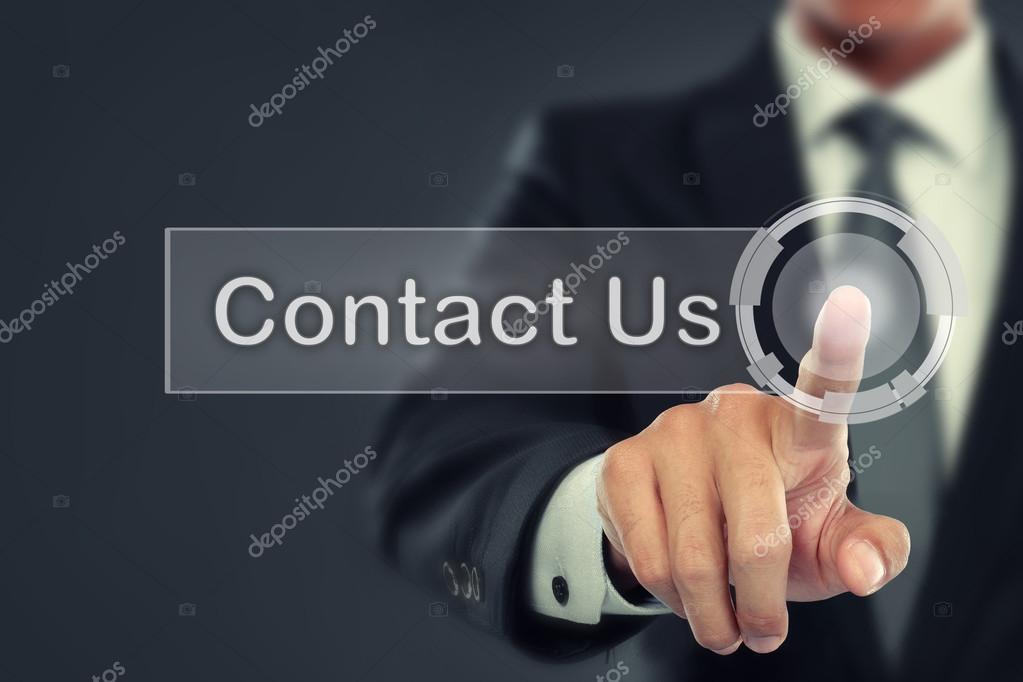 Businessman push to Contact Us button on virtual screen Stock Photo by ...