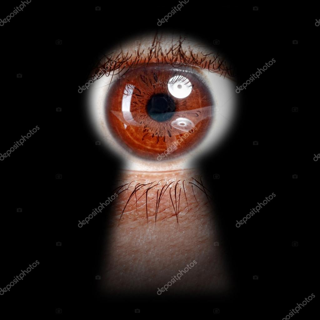 Eye peeking through a keyhole ⬇ Stock Photo, Image by © odua #41021783