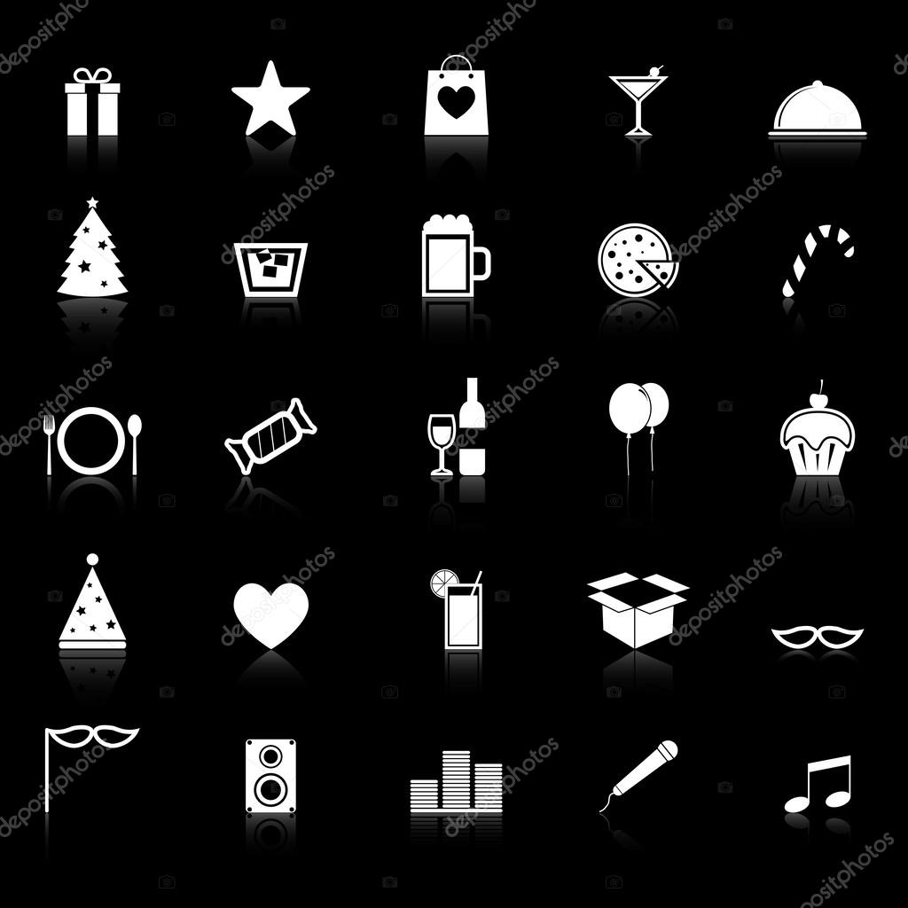Party icons with reflect on black background Stock Vector Image by ...