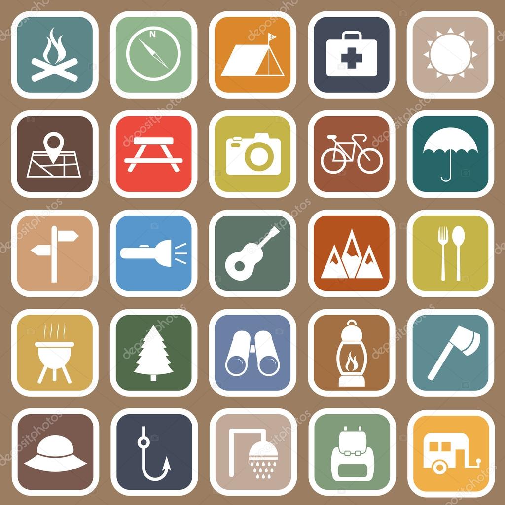 Camping flat icons on brown background Stock Vector Image by ...
