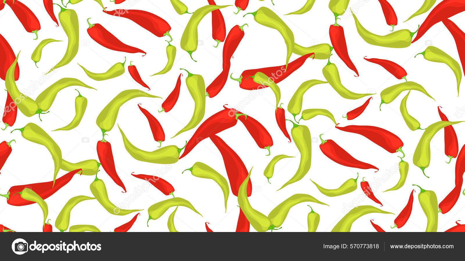Red Green Chilli Pepper Seamless Pattern Fresh Vegetables Chilli Pepper ...